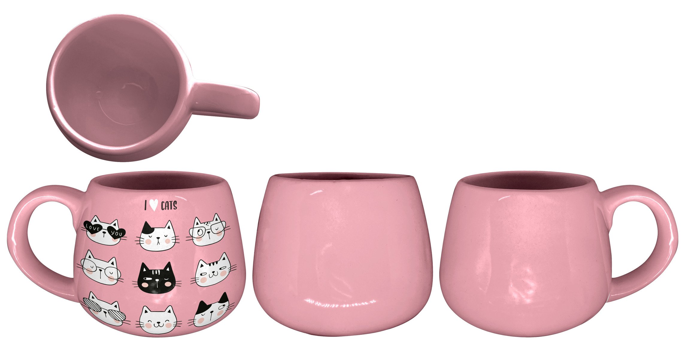 Zazpi Ceramics - cod: 7258 - CANECA DECOR BOJUDA 440ML (14,5 x 10,5 x 9 CM) ROSA - COLORIDA I ...